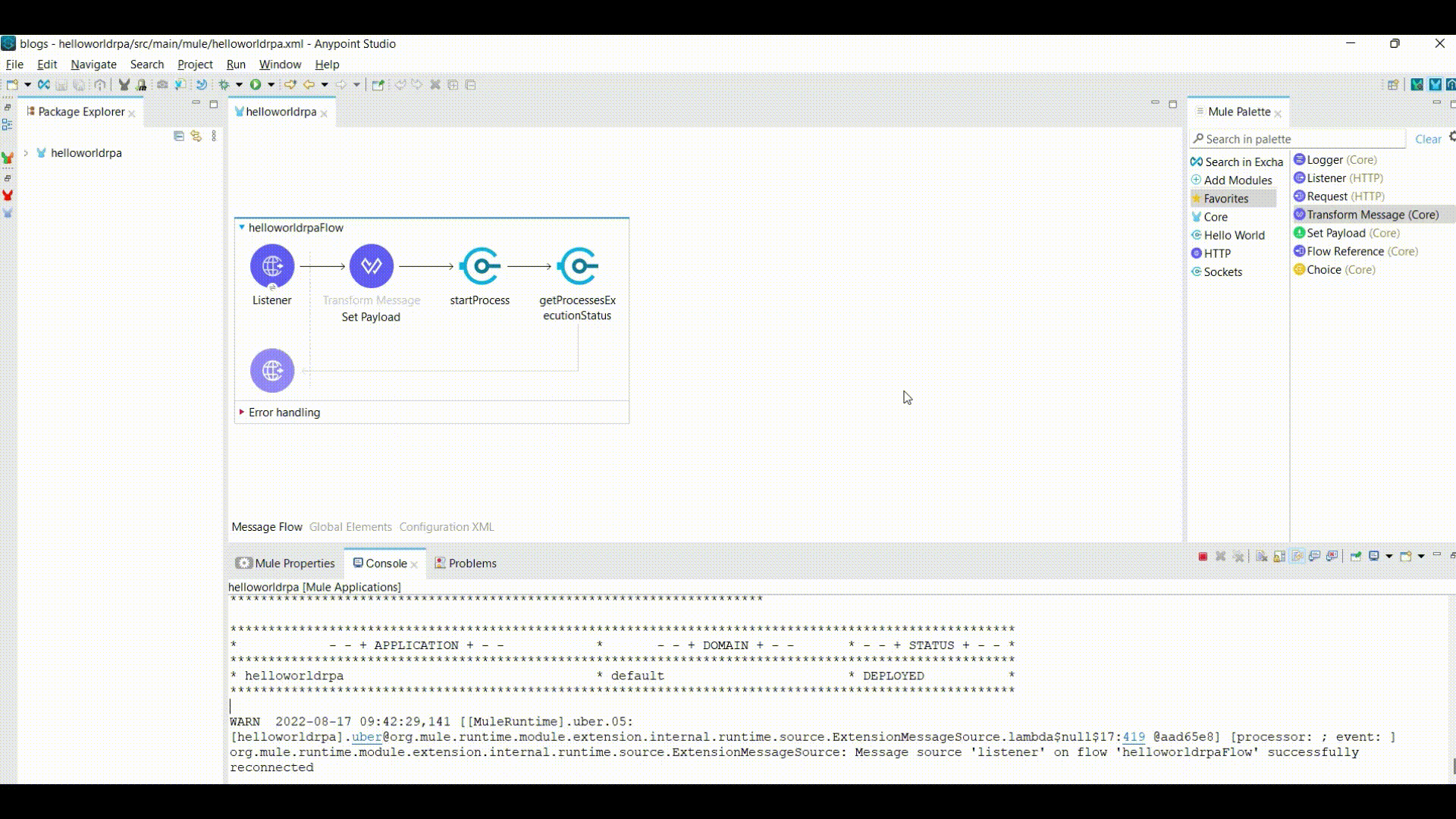 Publish MuleSoft RPA into Exchange and invoke it from a Mule API