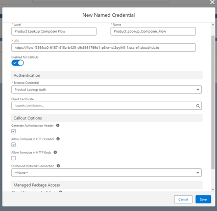 Invoke composer flow from Salesforce Flow